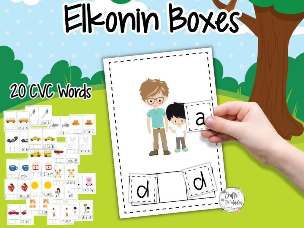 Elkonin Boxes Worksheets 20 CVC Words » Crafts And Printables Shop