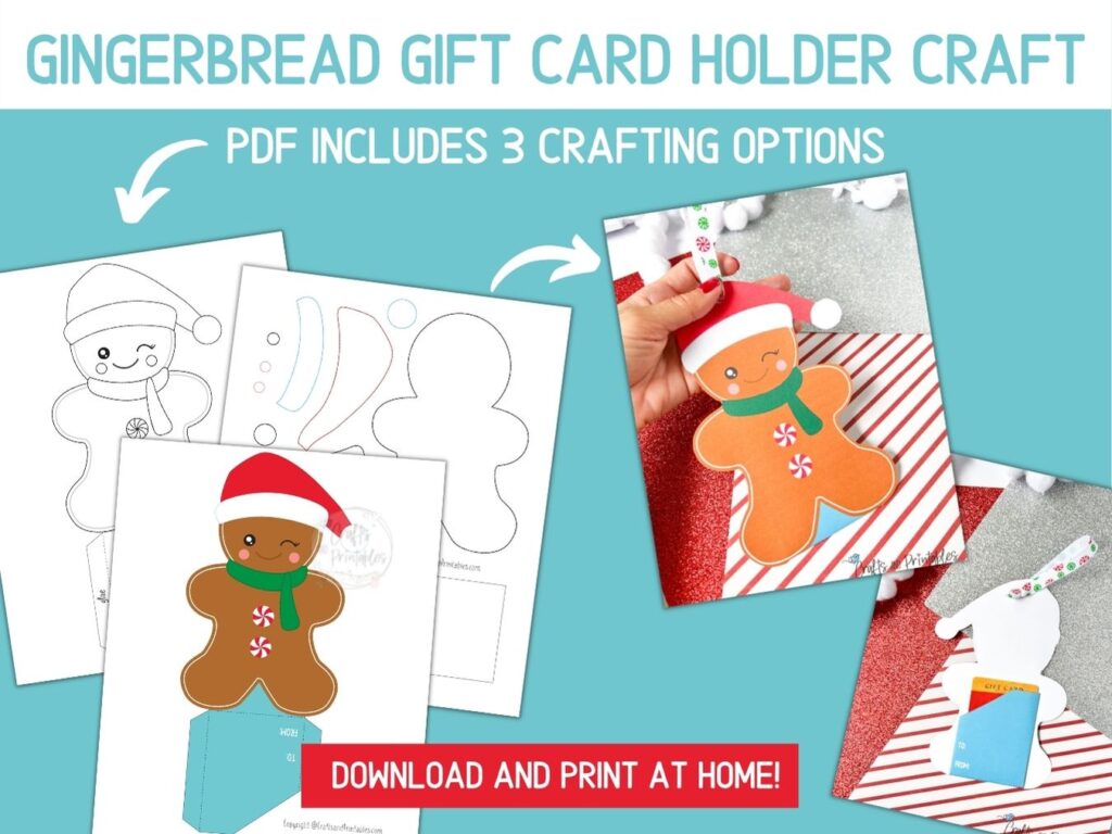 DIY Gift Card Holder Template Gingerbread Man Santa Hat » Crafts And ...