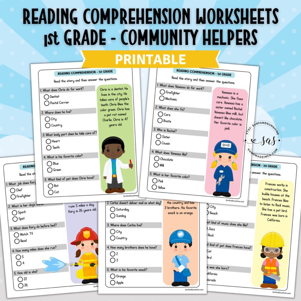 Grade 1 / 2 Printable Reading Comprehension Worksheets Feature ...