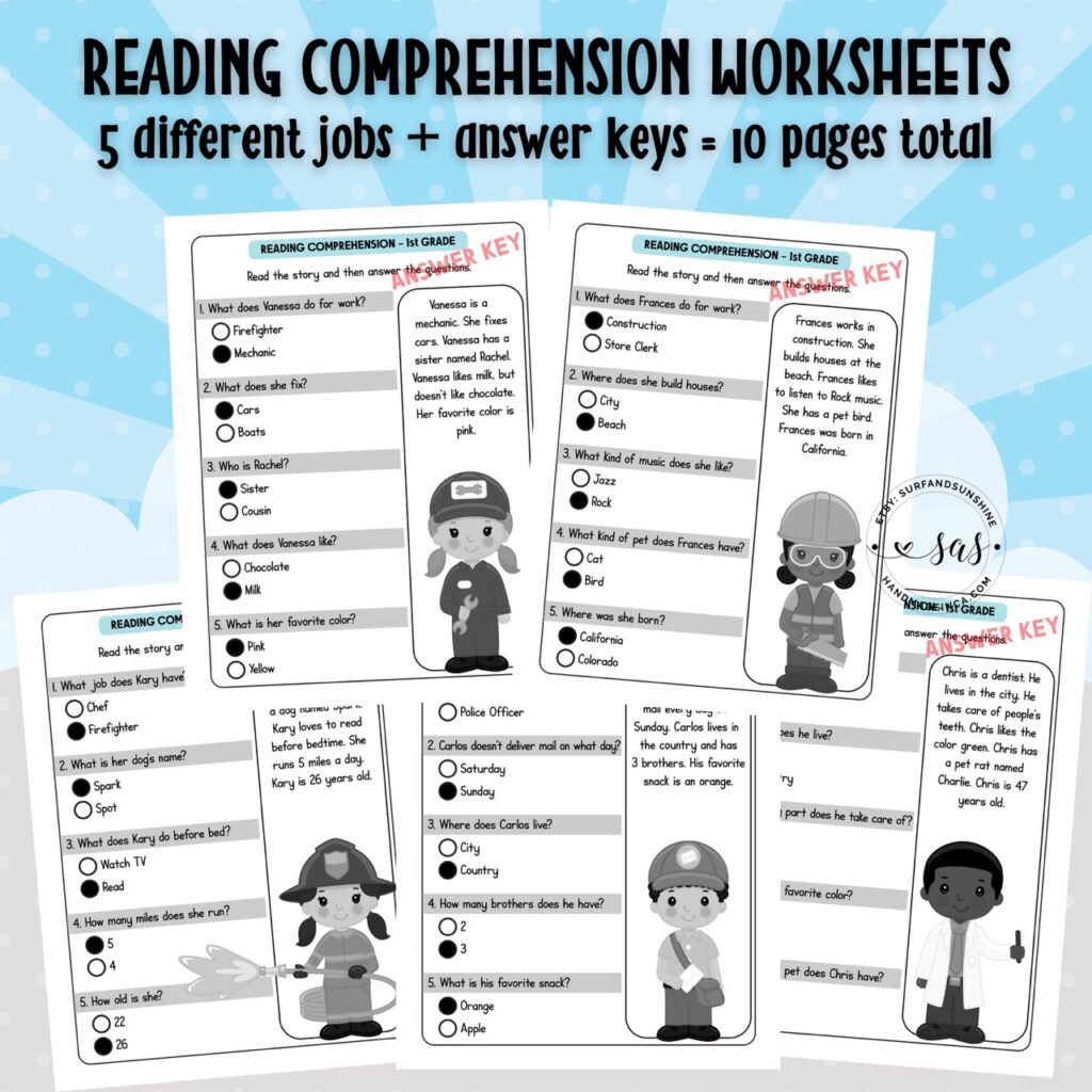 Grade 1 / 2 Printable Reading Comprehension Worksheets Feature ...